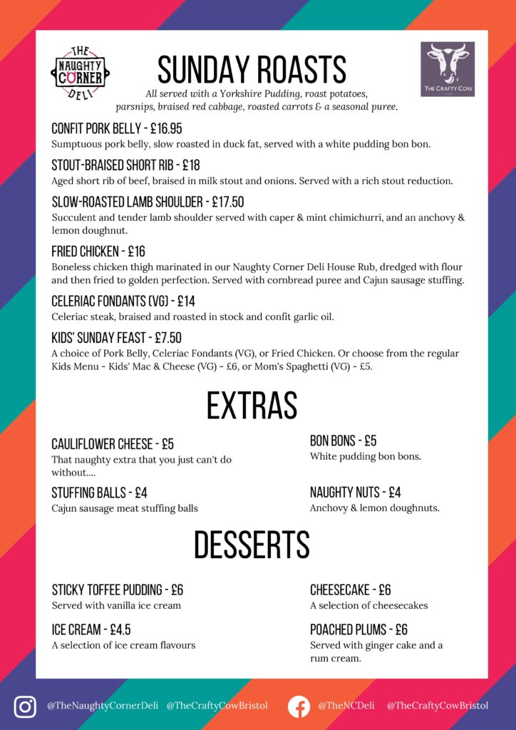 Menu - Sunday Roasts-page-0 - The Crafty Cow Bristol